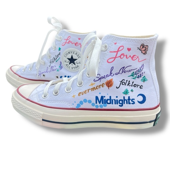 Converse | Shoes | Taylor Swift Eras Tour Custom White Converse Size ...